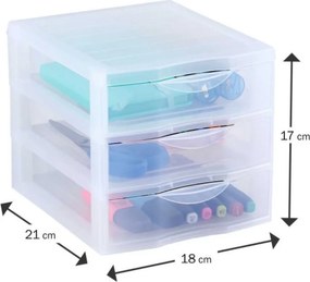 SUNDIS Úložný box se 3 zásuvkami, transparentní, ORGAMIX A6