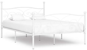 Rám postele s laťkovým designem bílý kov 160 x 200 cm - Default Title
