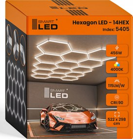 Led lampa Hexagon Stropní panel Osvětlení do garáže Dílna 522 x 298 cm