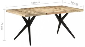 Jídelní stůl masivní dřevo / ocel Dekorhome 180x90x76 cm