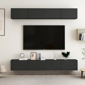 vidaXL TV skříňky 4 ks černé 100 x 30 x 30 cm kompozitní dřevo