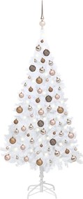 vidaXL Umělý vánoční stromek s LED a sadou koulí zelený 180 cm PVC [3077713] Barva: white and rose