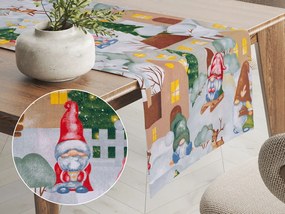 Biante Vánoční bavlněný běhoun na stůl Sandra SA-405 Vesnička skřítků 20x160 cm