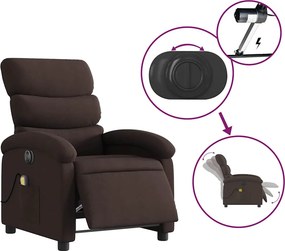 Elektrické masážní polohovací křeslo tmavě hnědé textil 3203971