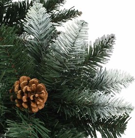 Umělý vánoční stromek se šiškami a bílými třpytkami 210 cm 284319