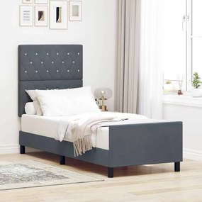 Postel s boxspringem s čelo Tmavě šedá 80 x 200 cm samet 3344838