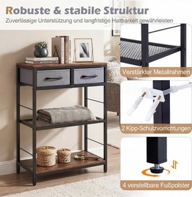 Costway Úzký konzolový vstupní stolek s 2 látkovými zásuvkami a otevřenými