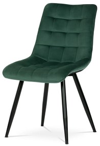 Jídelní židle, potah v zeleném sametu, kovové podnoží v černé práškové barvě - CT-384 GRN4