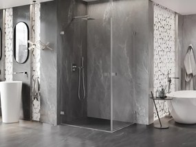 Mexen Lunar-B Duo výklopný sprchový kout 80 x 70 cm, čiré sklo, broušená ocel, 832-080L-070P-97-00