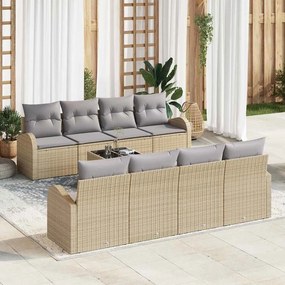 Sada zahradních pohovek 9 ks 8-Počet míst Beige a šedá 3354639