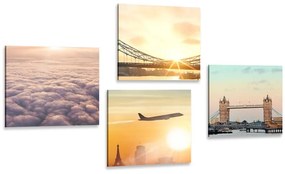 Set obrazů Londýn s východem slunce - 4x 60x60 cm