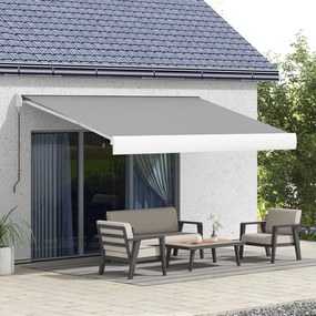Markýza, elektricky/manuálně výsuvná, plná kazeta, dálkové ovládání, hliníkový rám, 4 x 3 m, světle šedá