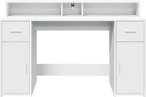 Psací stůl s LED světly bílý 140 x 55 x 91 cm kompozitní dřevo 3309420