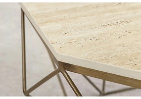 Massive home | Konferenční stolek DIAMOND 70 CM travertin zlatý podstavec