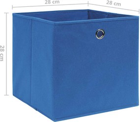 Úložné boxy 4 ks netkaná textilie 28 x 28 x 28 cm modré 325195