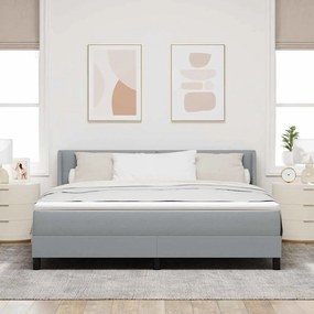 Postel s boxspringem s čelo Světle šedá 200 x 180 cm textil 3341118