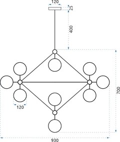 Toolight - Stropní závěsné svítidlo 15xE27 APP267-15C, zlatá, OSW-00647