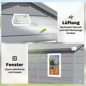 Outsunny kůlna na nářadí 4,1 m³, zahradní kůlna s jednoplášťovou střechou, 240 x 190 x 180/228 cm, kůlna na nářadí s uzamykatelnými dveřmi, okno, gar…