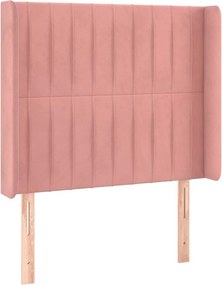 Čelo postele typu ušák růžové 93x16x118/128 cm samet 3119859