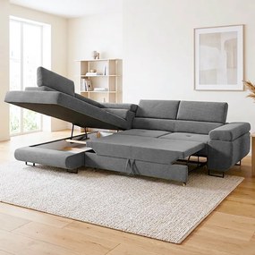 Sedací souprava GREIZ | 203x275 cm | levá | rozkládací + úložný prostor | lincol 85D šedá | 3D manšestr