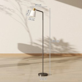 HOMCOM LED stojací lampa do obývacího pokoje, stojací lampa s 350° otočnou hlavou, stojací lampa s barevnými teplotami 3000K/4000K/6500K, černá