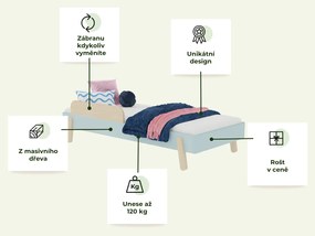 Benlemi Jednolůžková postel NOVA 90x200 cm Zvolte barvu: Světle šedá, Zvolte zábranu: Bez zábrany, Zvolte nohy: Rovné nohy