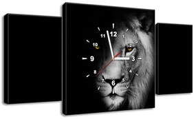 Gario Obraz s hodinami Lev ve stínu - 3 dílný Rozměry: 80 x 40 cm