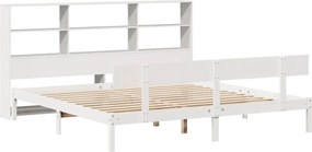 Postel s knihovnou bez matrace bílá 180x200 cm masivní borovice 3321815