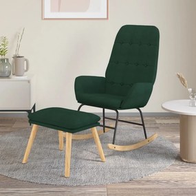 Houpací křeslo s podnožkou tmavě zelené textil 3097709