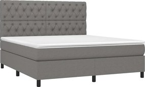 Box spring postel s matrací a LED tmavě šedá 160x200 cm textil 3135126