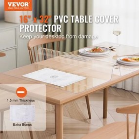 PVC chránič stolu 40,6 × 81,3 cm průhledný plastový 1,5 mm silný