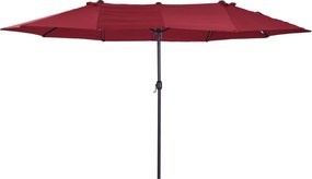Dvojitý slunečník Outsunny 455 x 265 cm, sluneční clona s UV ochranou a kličkou, balkonový slunečník, plážový slunečník, větruodolný slunečník pro plá