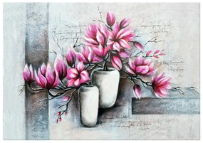 Gario Ručně malovaný obraz Růžové magnolie ve váze Rozměry: 120 x 80 cm