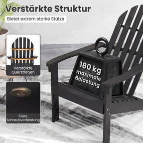Costway Sada 2 Adirondack židle zahradní židle z akáciového dřeva se šikmým