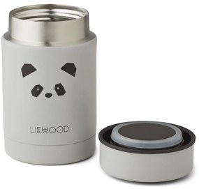 LIEWOOD Dětská termoska Panda Light Grey Food Jar, šedá barva, kov