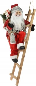 Vánoční figurka Santa Clause na žebříku Mikolaj 65 cm červená