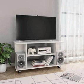 vidaXL TV stolek s kolečky 80 x 40 x 40 cm dřevotříska [800193] Barva: bílá s vysokým leskem