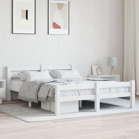 Rám postele bílý masivní borové dřevo 140 x 200 cm 322071