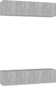 TV skříňky 4 ks betonově šedé 60 x 30 x 30 cm kompozitní dřevo 3079059