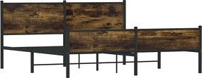 Kovový rám postele bez matrace kouřový dub 160 x 200 cm 3301386