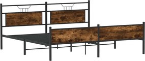 Kovový rám postele bez matrace kouřový dub 160 x 200 cm 3325113