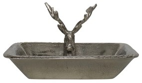Stříbrná kovová miska s hlavou jelena - 21*21*13cm