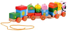 Dětský dřevěný vláček s vagóny