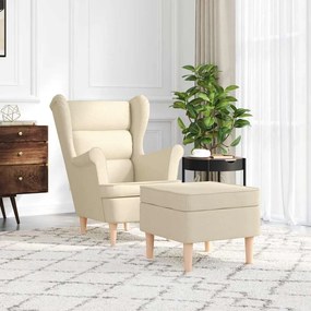 Křeslo s podnožkou krémové textil 3307996