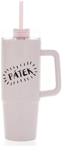 PÁTEK - světle růžový cestovní hrnek s průhledným víčkem 900 ml
