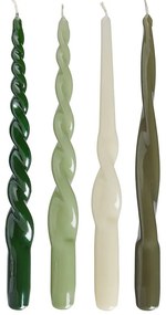TWISTED Sada svíček 4 ks 29 cm - zelená