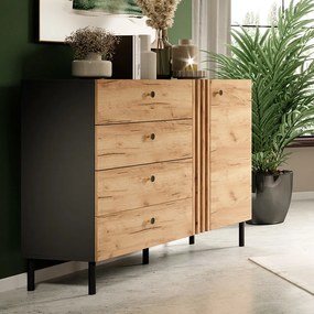 DECO | komoda D4S | 138 cm | kraft zlatý/antracit | VÝPRODEJ Z PRODEJNY