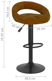 vidaXL Marketos Barové stoličky 2 ks hnědé samet