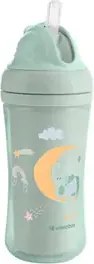 KikkaBoo Hrnek se silikonovým brčkem 220ml 8m+ Moony me Mint / od 8 mě