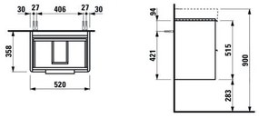 Laufen Base Skříňka pod umyvadlo 52 cm, světlý jilm H4021521102621